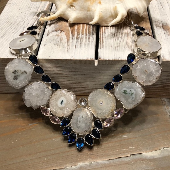 Jewelry | Natural Solar Quartz Sapphire Bib Wsqbib43633 | Poshmark